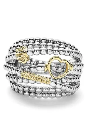 Lagos Caviar Icon Multi-row Dome Ring - Silver