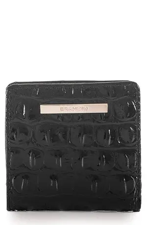 Brahmin Jane Croc Embossed Leather Wallet - Black Melbourne