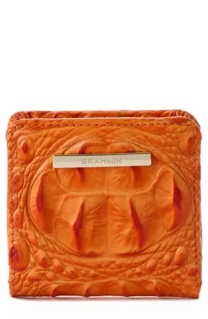 Brahmin Jane Croc Embossed Leather Wallet Mandarin Orange
