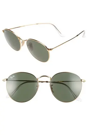 Ray-ban Icons 53mm Round Frame Sunglasses - Gold/green