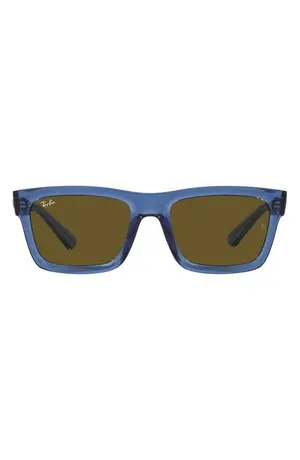 Ray-ban Warren 57mm Rectangular Sunglasses - Dark Brown/blue