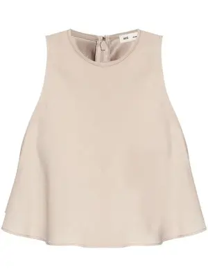 AMI Paris Flared Godet Top - Neutrals