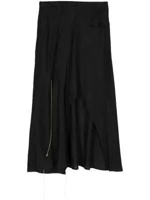 Yohji Yamamoto Asymmetric Linen Skirt - Black