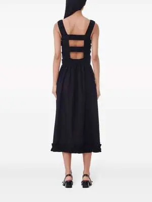 GANNI Ruched Poplin Midi Dress