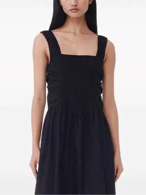 GANNI Ruched Poplin Midi Dress