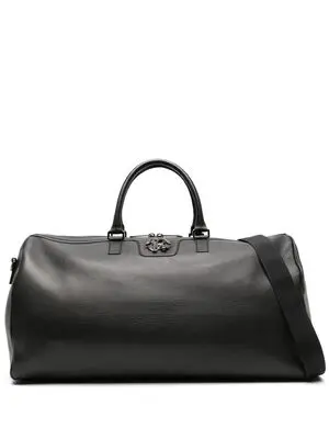 Roberto Cavalli Rc-plaque Leather Holdall - Black