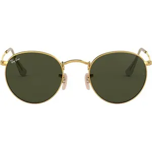 Ray-ban Icons 50mm Round Sunglasses - Gold/ Green