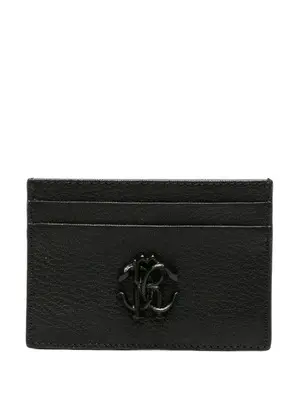Roberto Cavalli Rc-plaque Leather Cardholder - Black