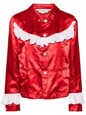 Comme Des Garçons Ruffled-appliqué Satin Jacket - Red