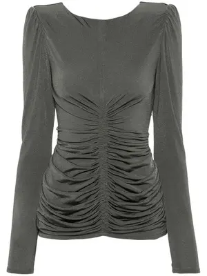 Givenchy Ruched Long-sleeve Top - Grey