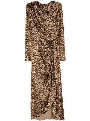 Costarellos Leopard-print Draped Dress