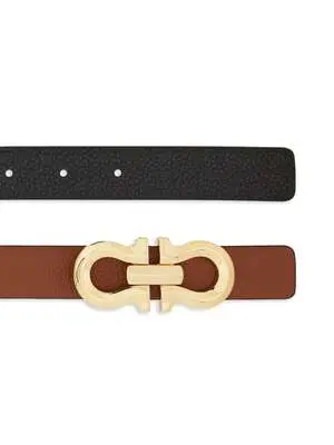 FERRAGAMO Reversible Gancini Leather Belt - Brown