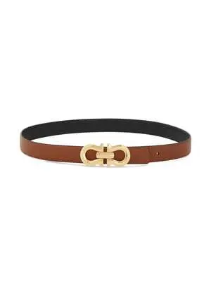 FERRAGAMO Reversible Gancini Leather Belt - Brown
