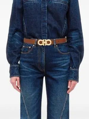 FERRAGAMO Reversible Gancini Leather Belt - Brown