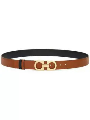 FERRAGAMO Reversible Gancini Leather Belt - Brown