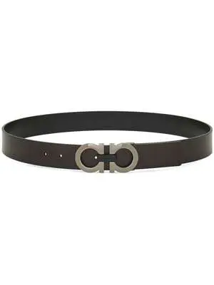 FERRAGAMO Reversible Gancini Leather Belt - Brown