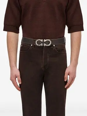 FERRAGAMO Reversible Gancini Leather Belt - Brown