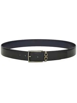 FERRAGAMO Reversible Gancini Leather Belt - Blue