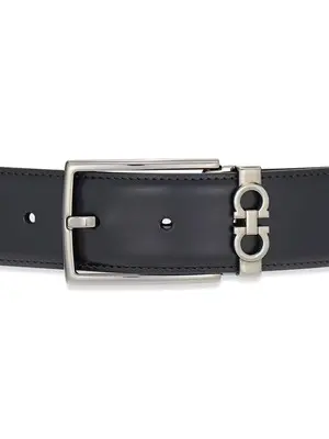 FERRAGAMO Reversible Gancini Leather Belt - Blue