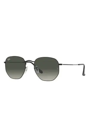Ray-ban 51mm Octagon Sunglasses - Black/ Grey Gradient