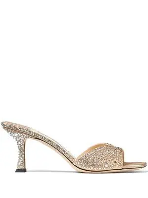 JIMMY CHOO Skye 70 Embellished Satin Sandals - Gold