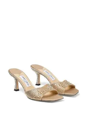 JIMMY CHOO Skye 70 Embellished Satin Sandals - Gold