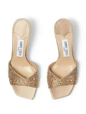 JIMMY CHOO Skye 70 Embellished Satin Sandals - Gold