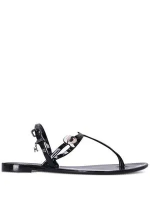 Karl Lagerfeld Ikonik Karl Nft Patent-finish Sandals - Black