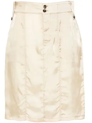 Saint Laurent Satin Pencil Skirt - Neutrals