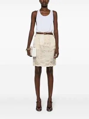 Saint Laurent Satin Pencil Skirt - Neutrals