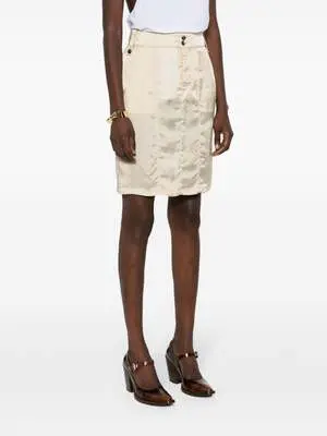 Saint Laurent Satin Pencil Skirt - Neutrals
