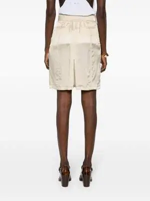 Saint Laurent Satin Pencil Skirt - Neutrals