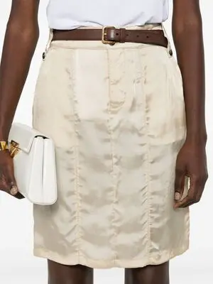 Saint Laurent Satin Pencil Skirt - Neutrals