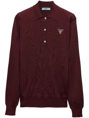 Prada Embroidered-logo Silk Polo Shirt