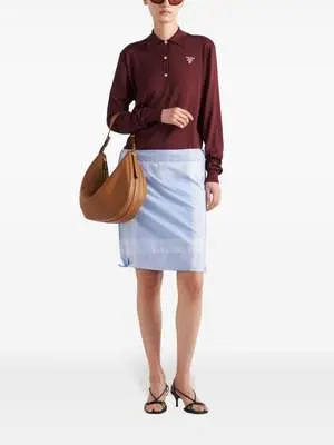 Prada Embroidered-logo Silk Polo Shirt