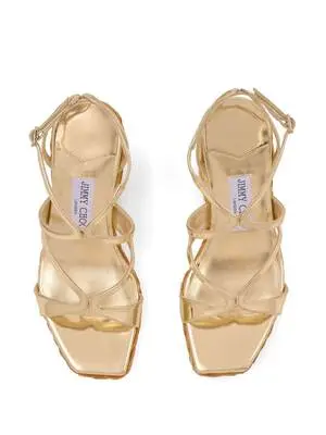 JIMMY CHOO Ayla Raffia Wedge Sandals - Gold