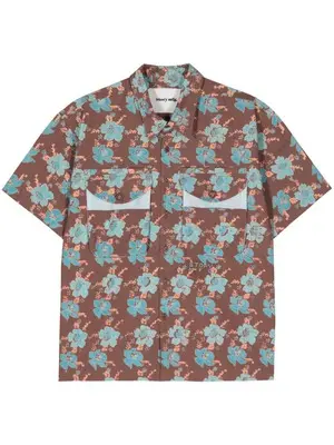 STORY MFG. Floral-print Cotton Shirt - Brown