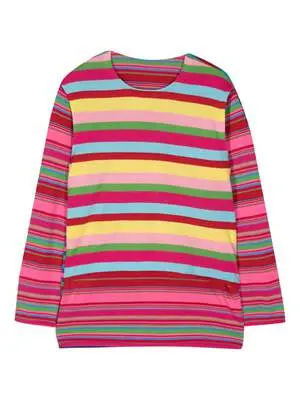 Comme Des Garçons Striped Layered Jumper - Pink
