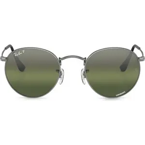 Ray-ban 53mm Round Frame Polarized Sunglasses - Gunmetal