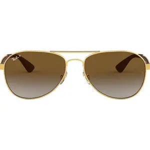 Ray-ban 61mm Gradient Polarized Aviator Sunglasses - Gold