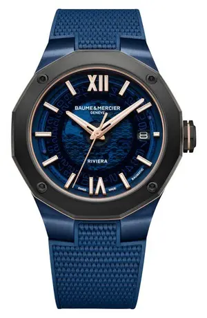 Baume & Mercier Riviera Strap Watch - Smoked Blue Sapphire