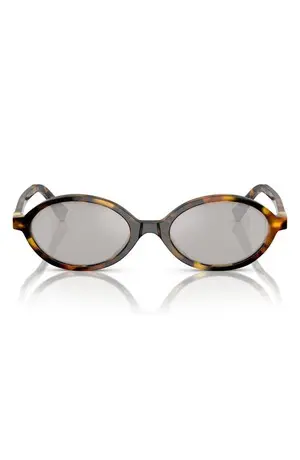 Miu Miu 50mm Oval Sunglasses - Grey Mirror