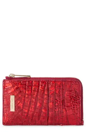 Brahmin Lennon Croc Embossed Leather Card Case - Red Opal