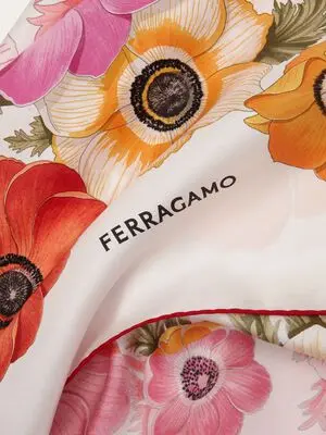 FERRAGAMO Anemone-print Silk Scarf