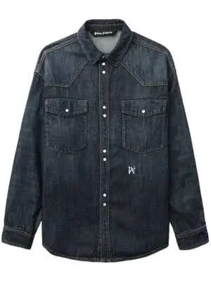 Palm Angels Logo-embroidered Denim Shirt