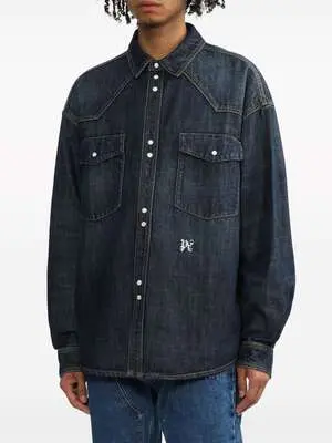 Palm Angels Logo-embroidered Denim Shirt