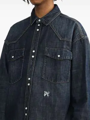 Palm Angels Logo-embroidered Denim Shirt