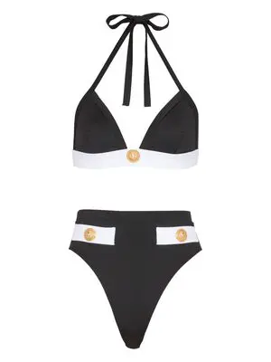 Balmain Button-embellished High-waisted Bikini
