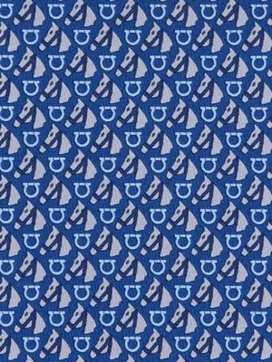 FERRAGAMO Silk Equestrian Print Neck Tie - Blue