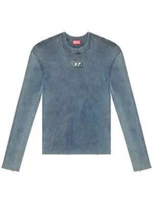 DIESEL® Appliqué-logo Ribbed Top - Blue